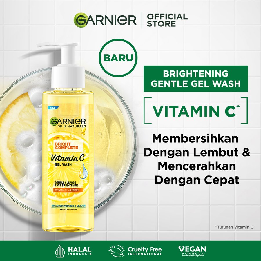 Garnier Bright Complete Vitamin C Gel Wash | Sabun Wajah