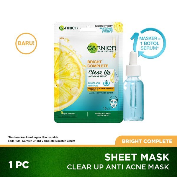 Garnier Bright Complete Clear Up Anti Acne Mask | Masker Wajah